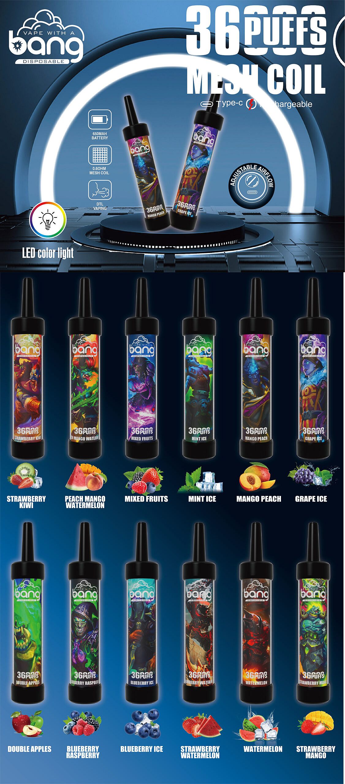 Bang 36000 Einweg-Vape: 36.000 Züge im Gatling-Gun-Design