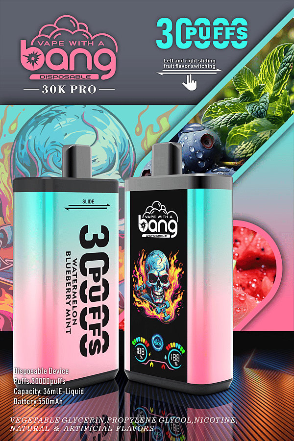 Bang 30K Pro : Vape jetable de 30 000 bouffées avec système à double ...
